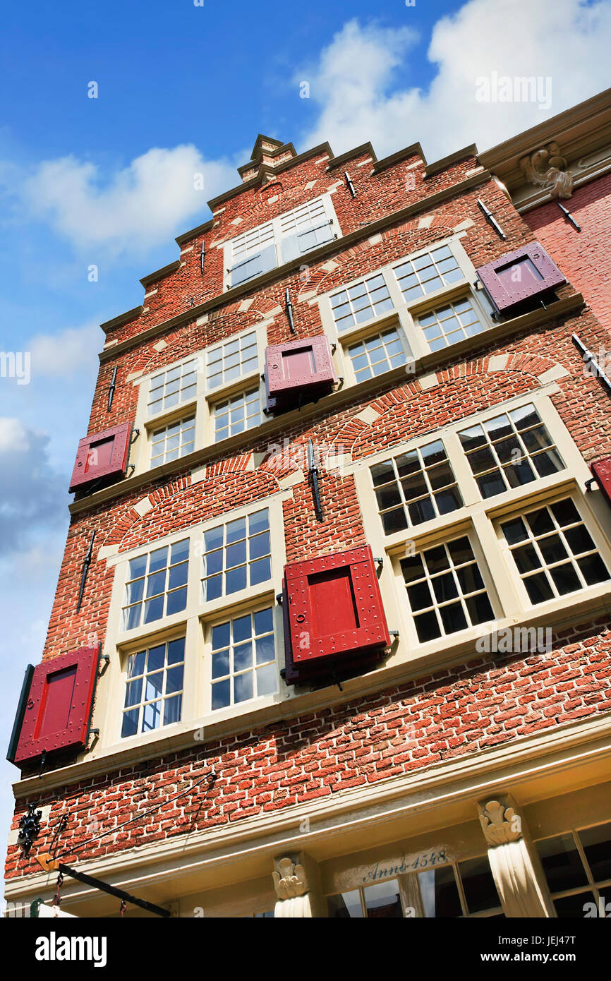 Step gable front of ancient house in Delft, The Netherlands Stock Photo ...