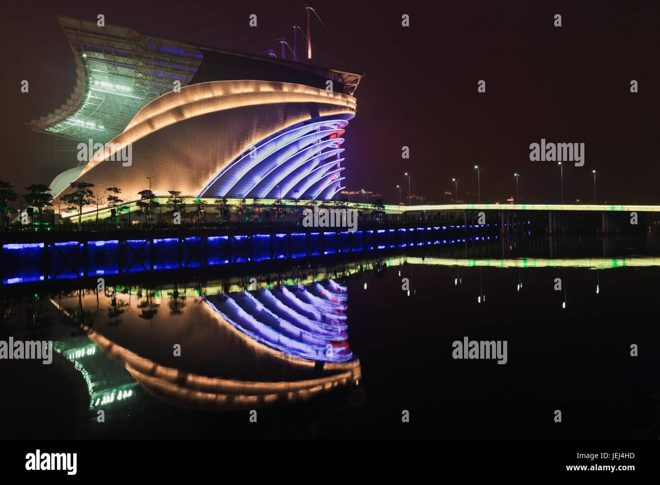 GUANGZHOU-FEB. 24, 2012. Asian Games stadium on Haixinsha Island on Feb ...