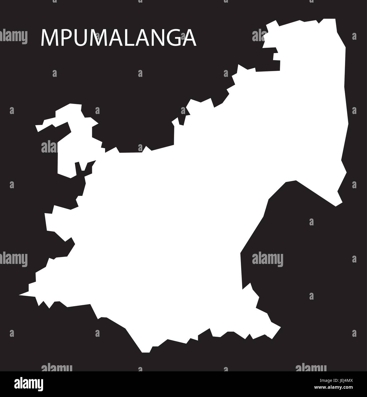 Mpumalanga South Africa map black inverted silhouette illustration ...