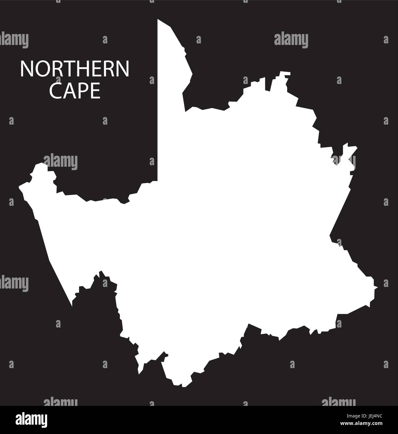 Northern Cape of South Africa map black inverted silhouette ...