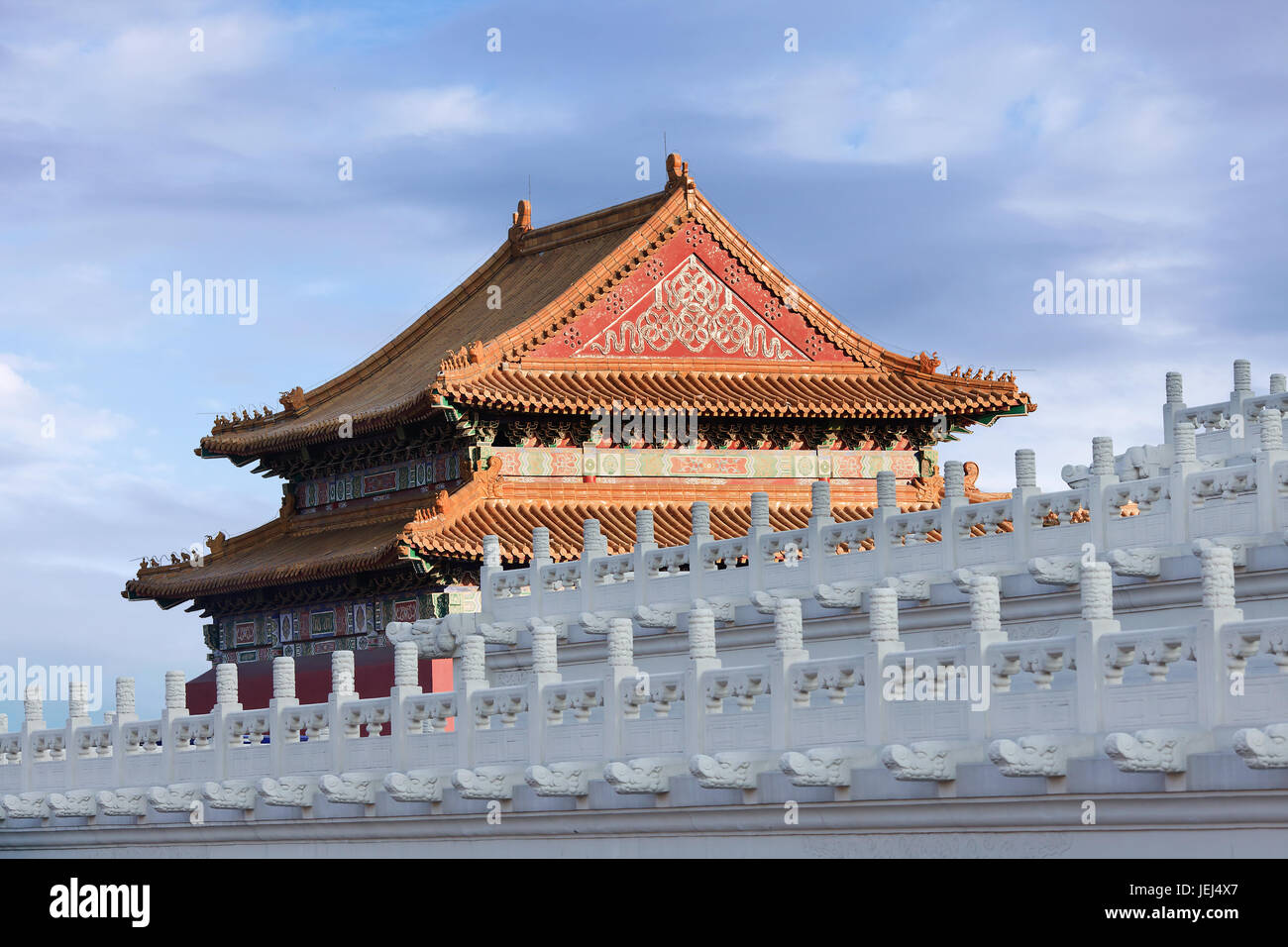 Palace Museum ornate rooftop at twilight, Beijing, China Stock Photo ...