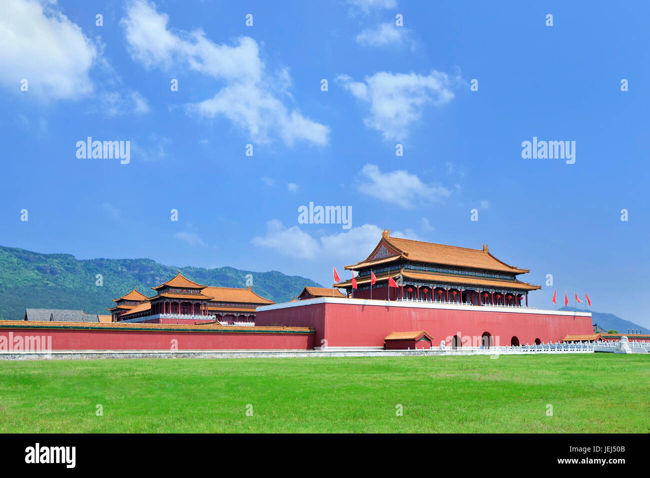 Replica of the Forbidden City with green lawn, Hengdian World Studios ...