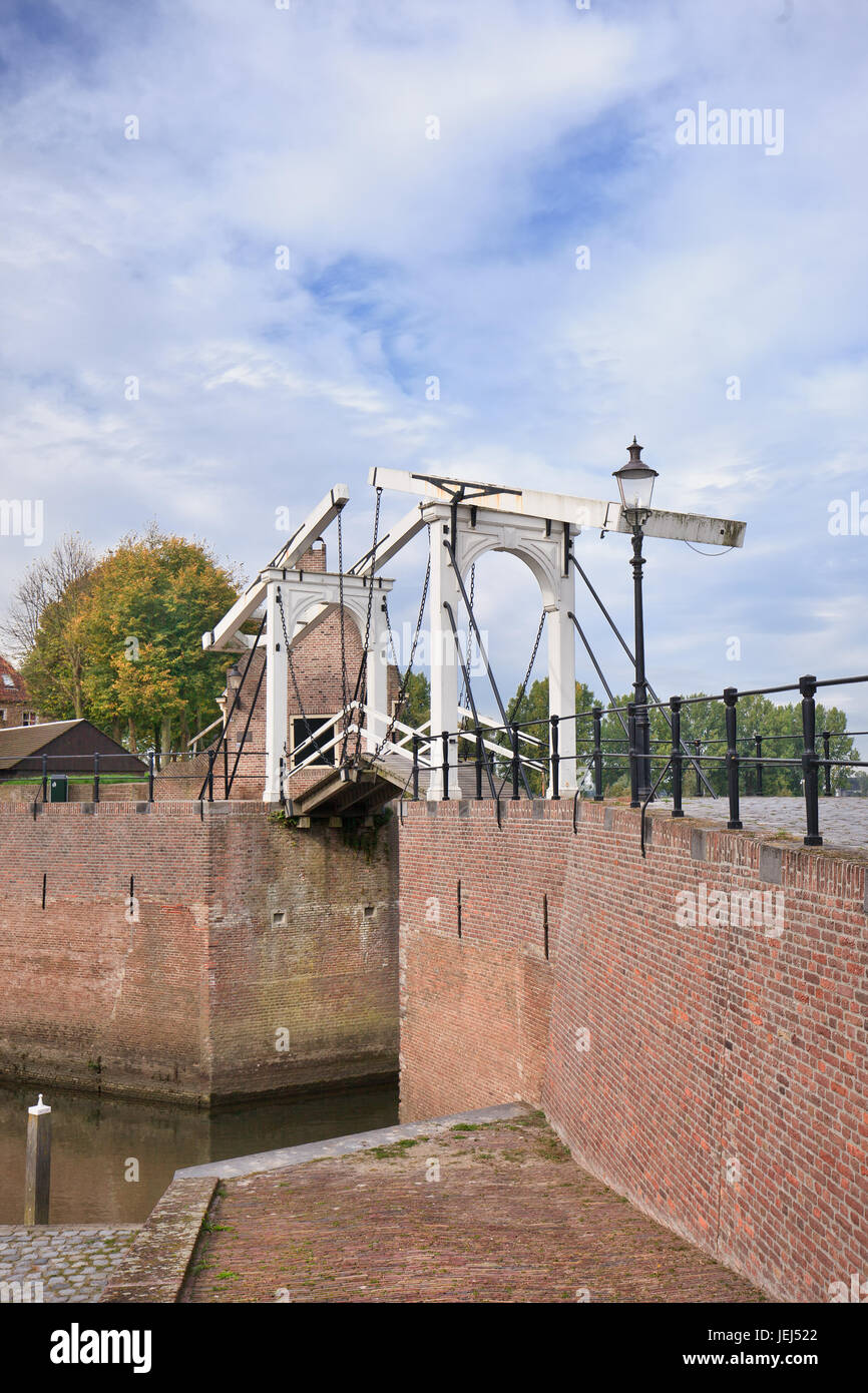 Drawbridge at the port of the famous ancient town of Heusden, Brabant ...