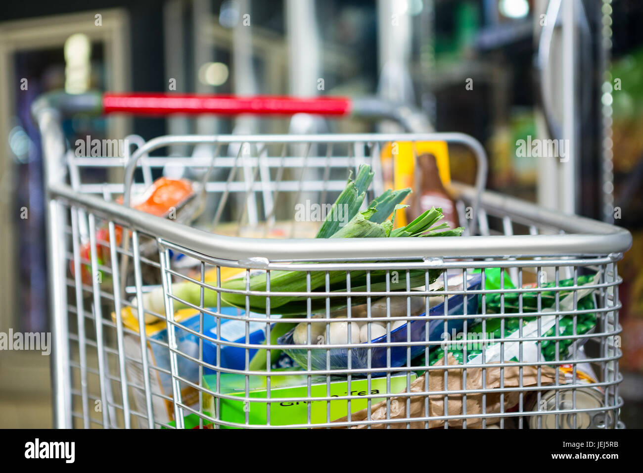 View of filled shopping cart Stock Photo - Alamy