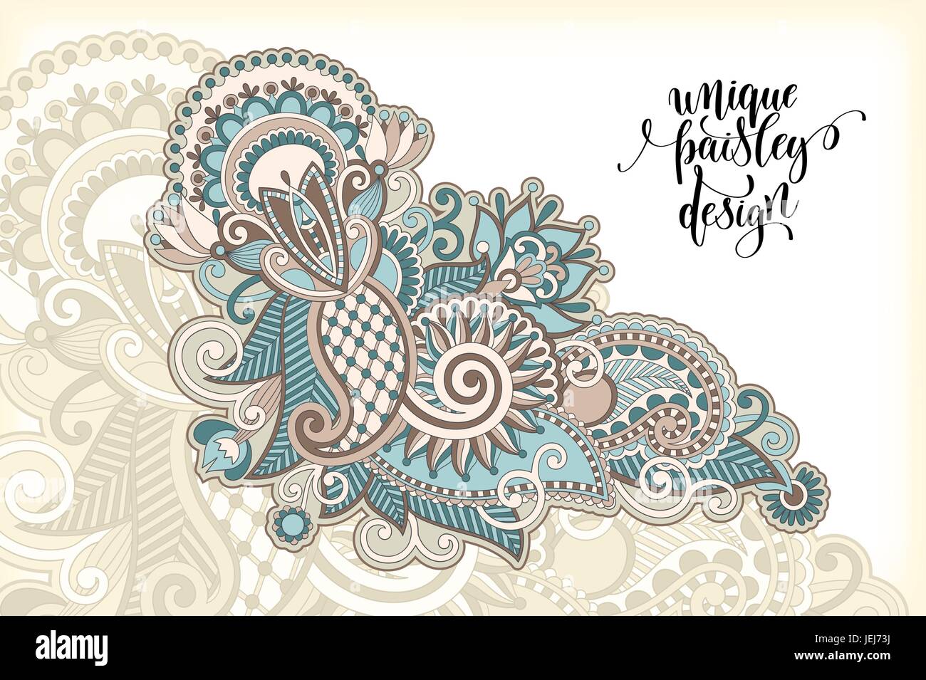 unique flower paisley design, hand drawing floral pattern Stock Vector ...