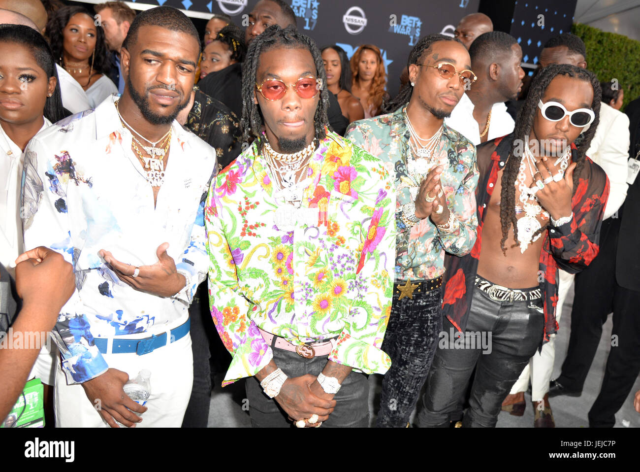 Los Angeles, Ca, USA. 25th June, 2017. Migos arriving to the BET Awards ...