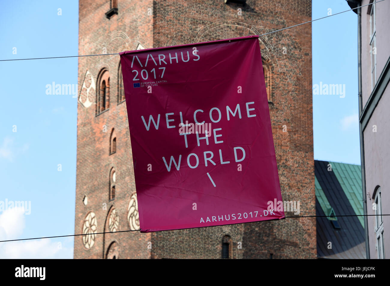 Aarhus, Denmark. 20th June, 2017. Posters advertising the capital of ...