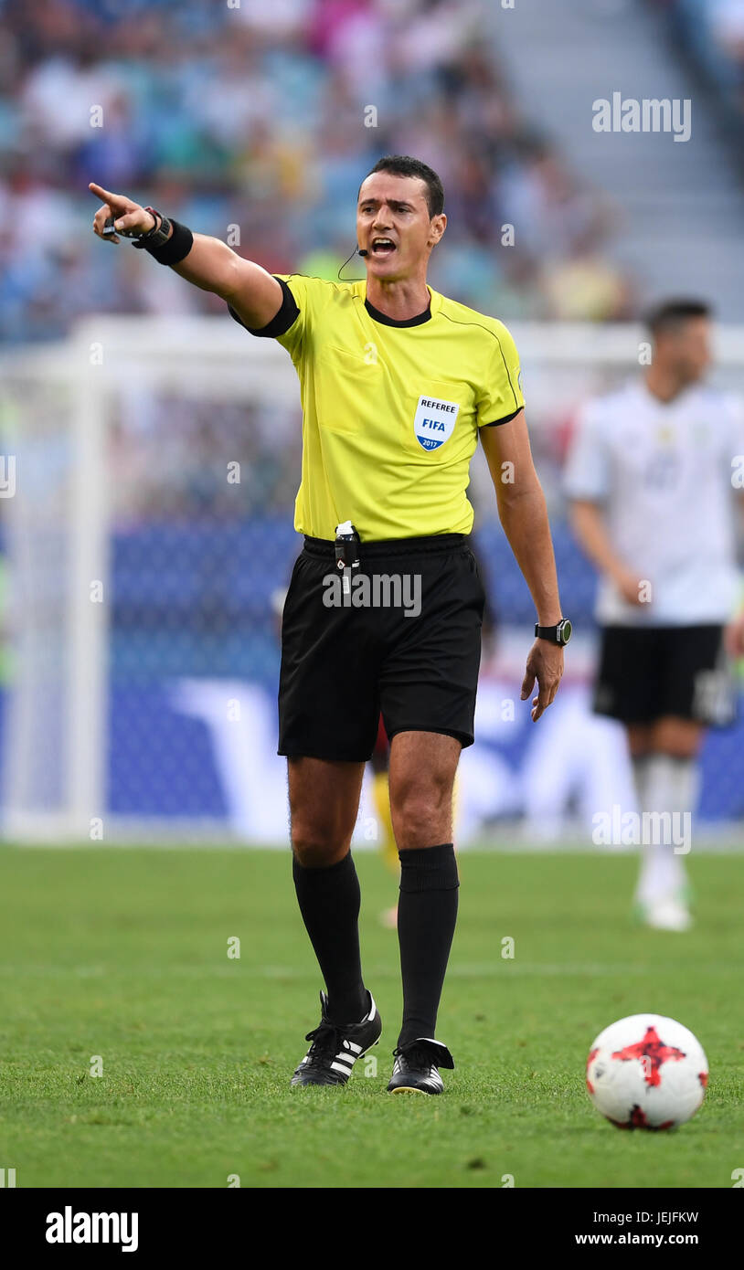 Referee Wilmar Roldan from Colombia gestures during the Confederations ...