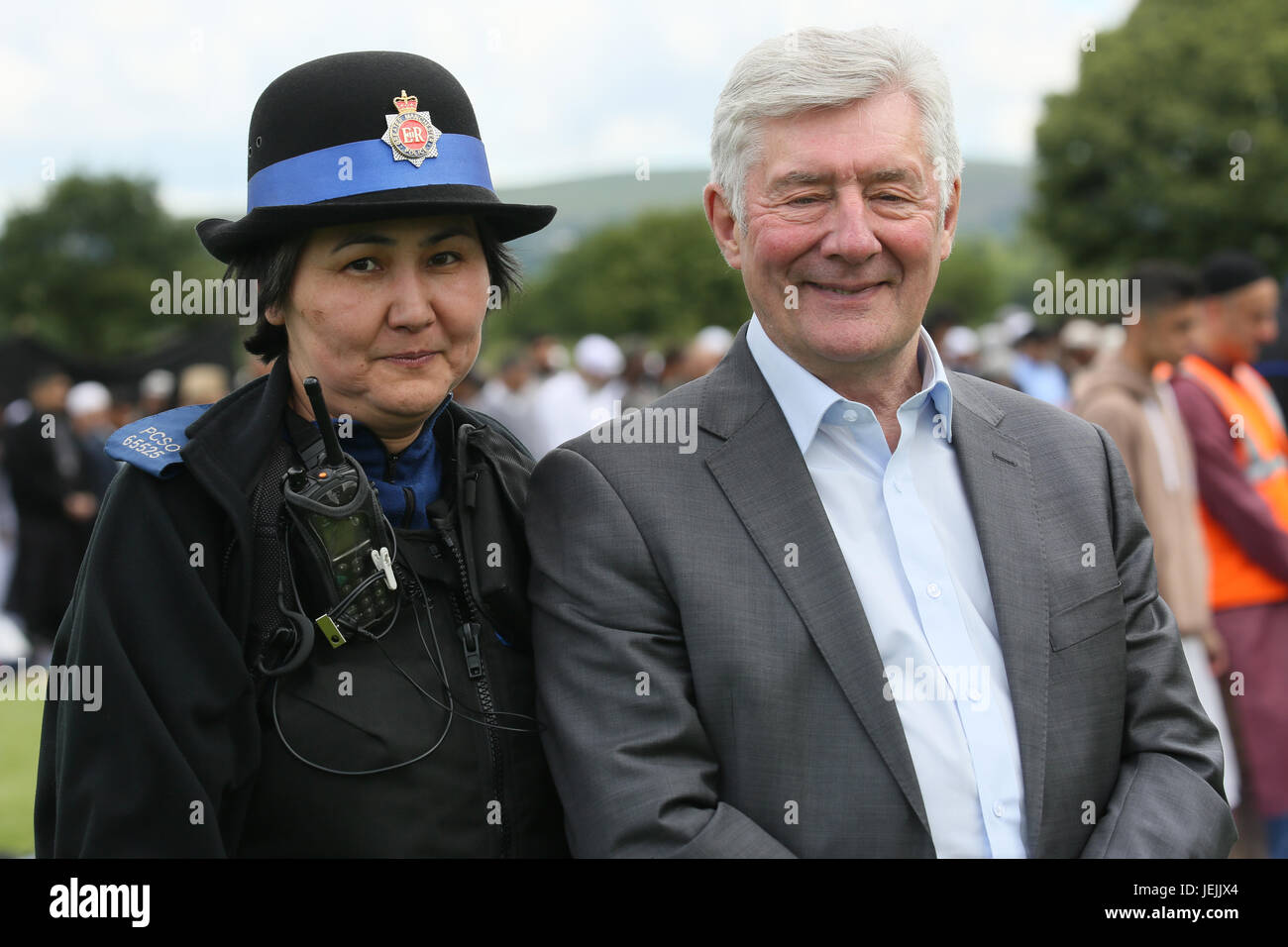 Rochdale, UK. 26th June, 2017. Rochdale MP, Tony lloyd with a PCSO at ...