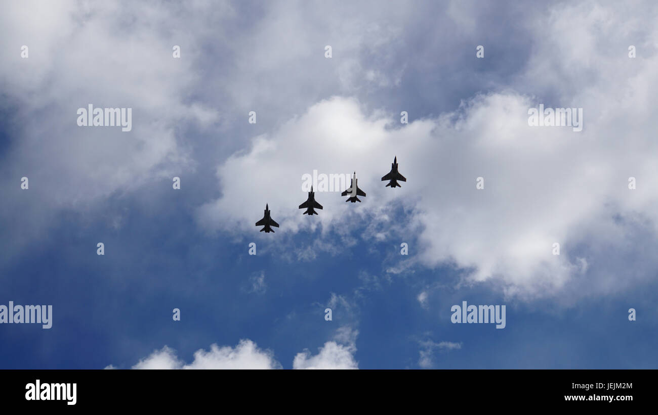 Group of military aircraft in the sky Stock Photo - Alamy