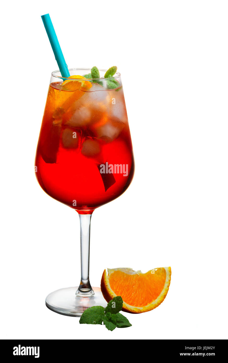 Glass of spritz long drink coctail isolated on white background Stock ...