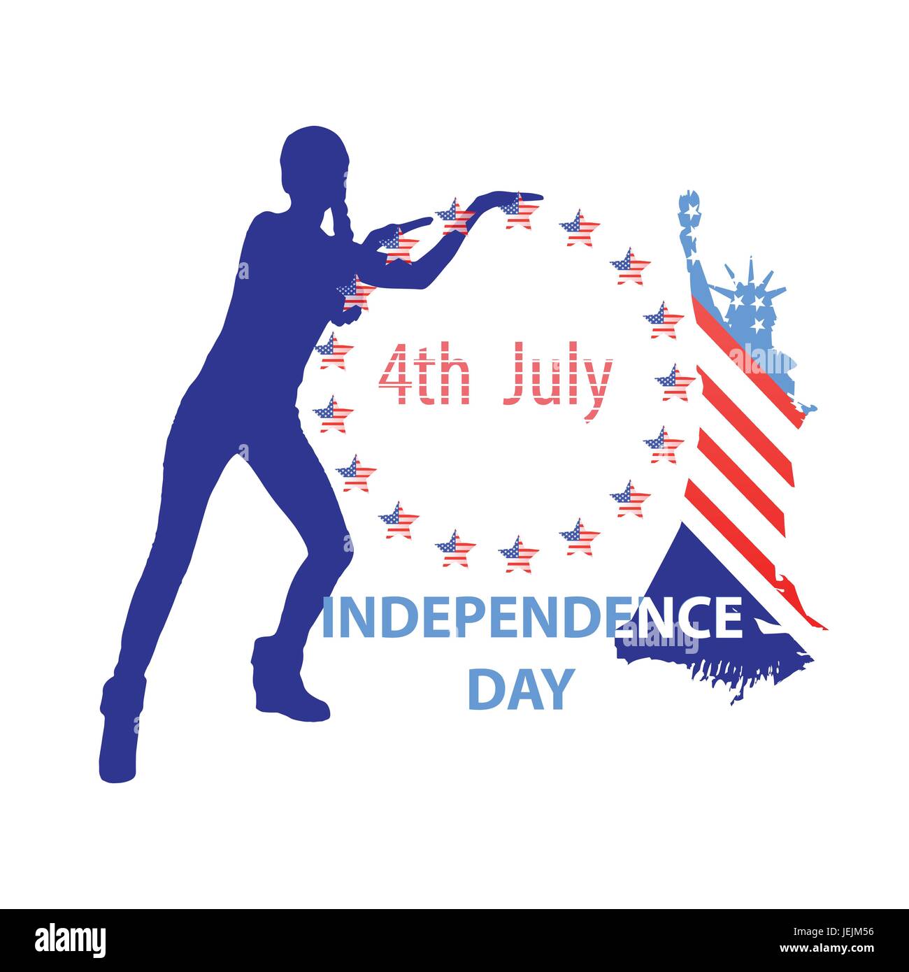 Independence Day United States. Concept of a holiday. Girl silhouette ...