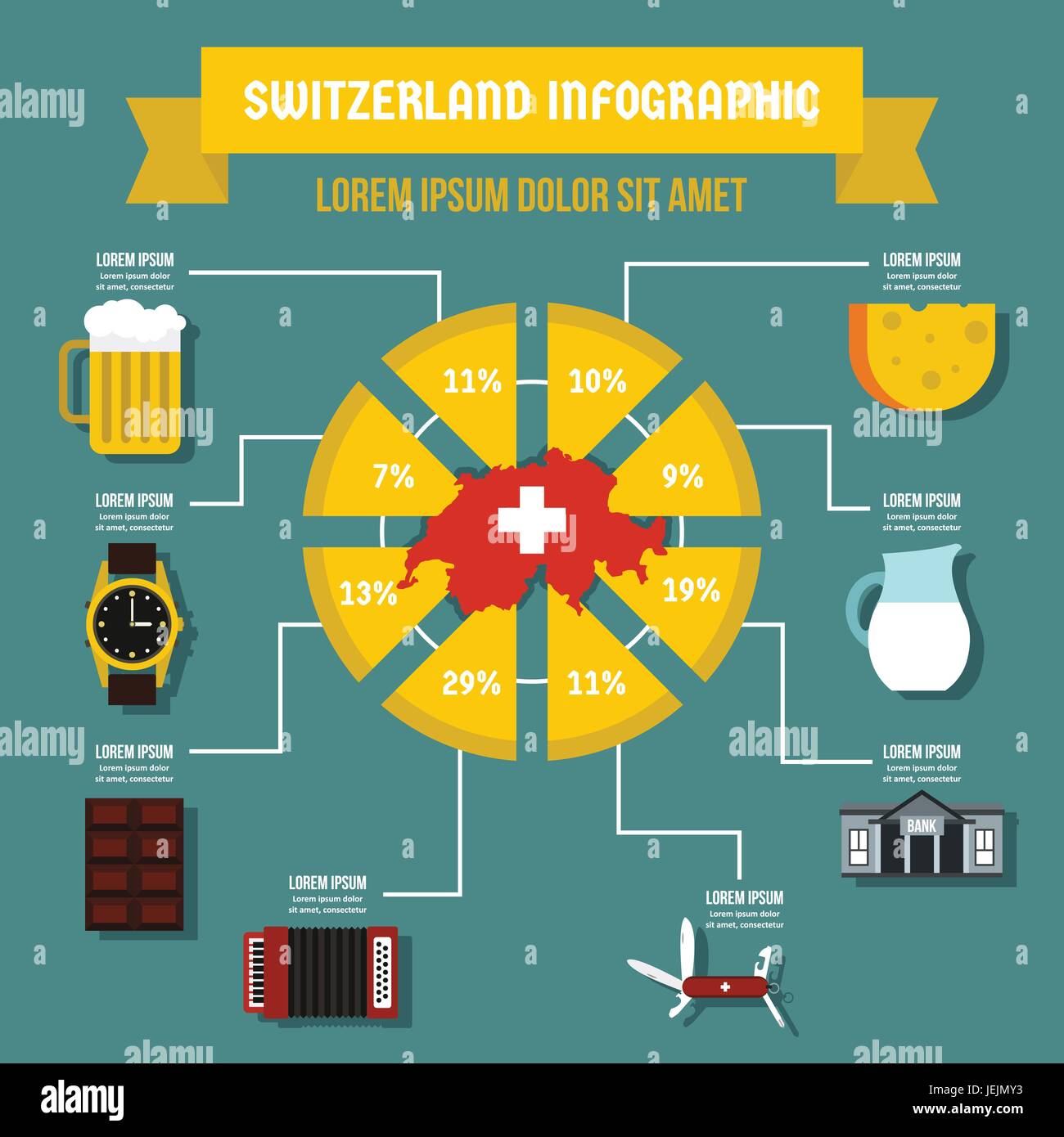 Switzerland infographic concept, flat style Stock Vector Image & Art ...