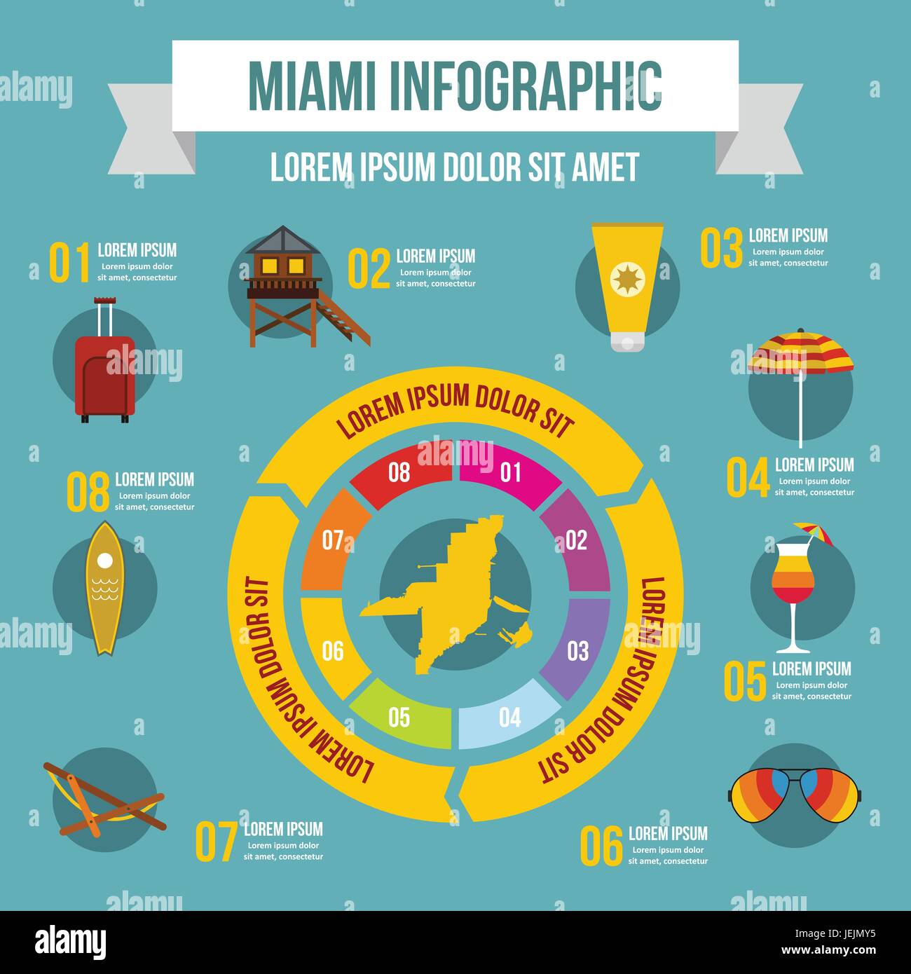 Miami infographic concept, flat style Stock Vector Image & Art - Alamy