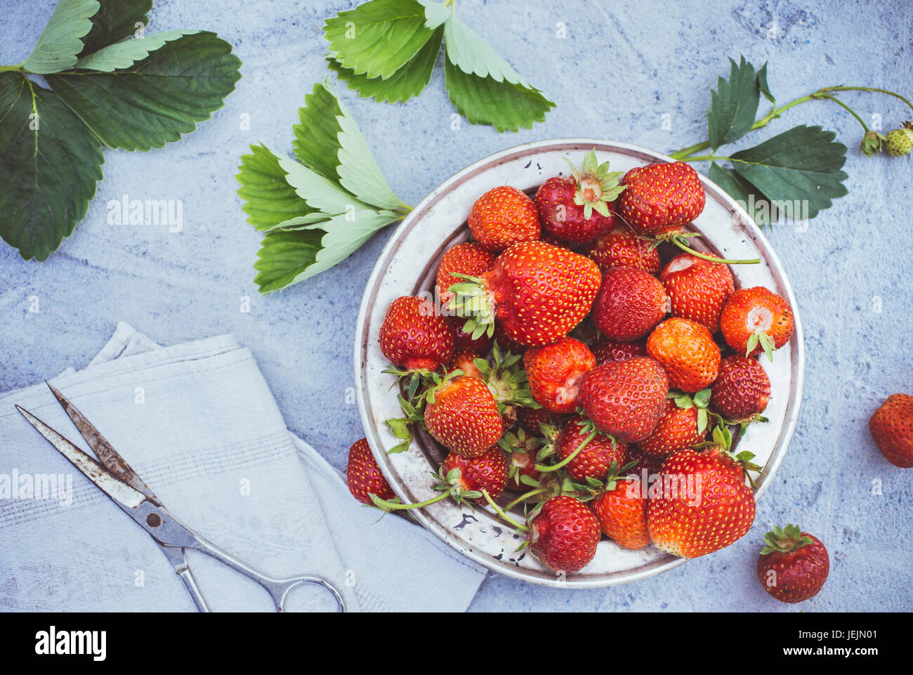 Fresh strawberries top view Stock Photo - Alamy