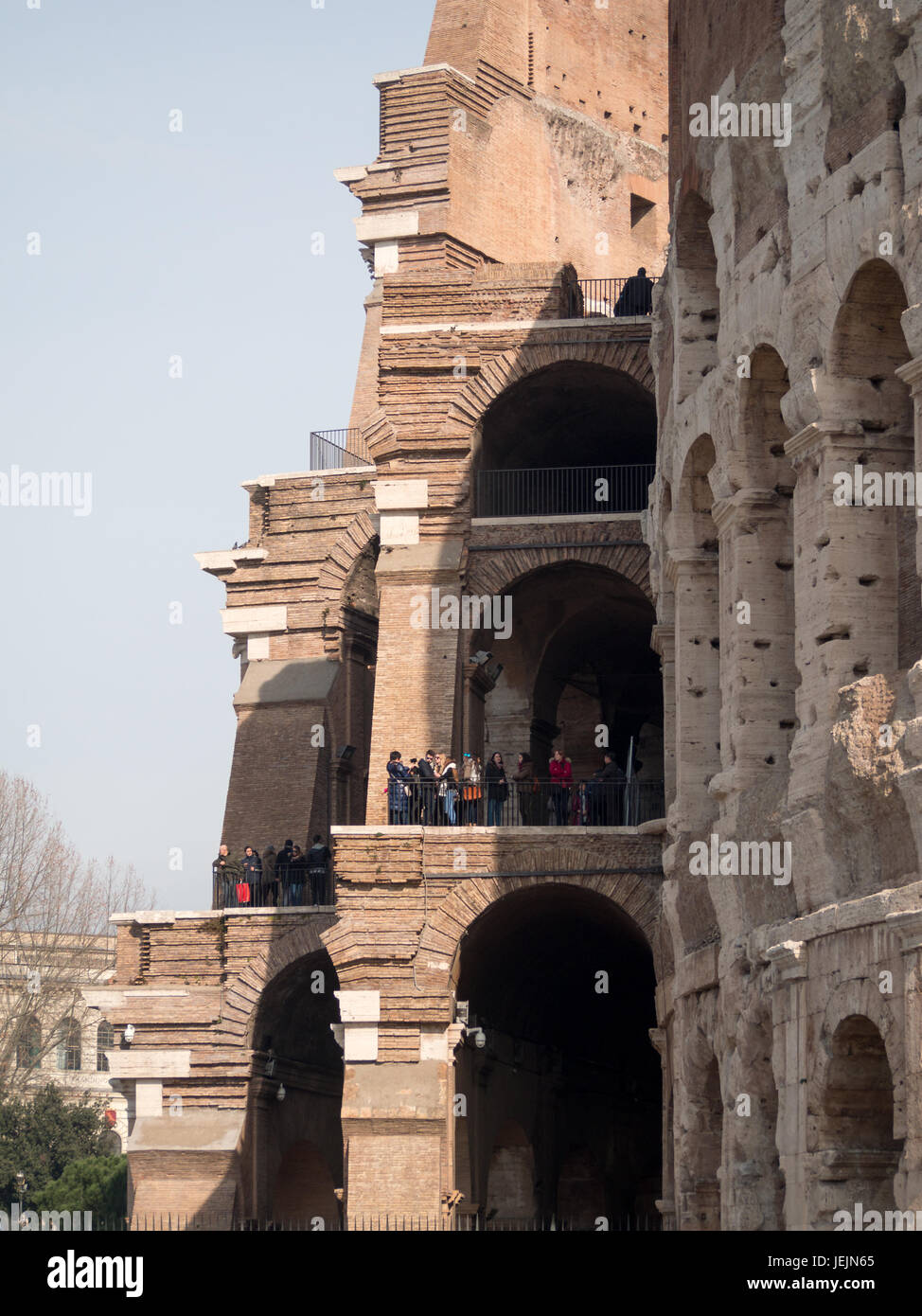 Tourists at a balcony of the Roman Colosseum ruins Stock Photo - Alamy