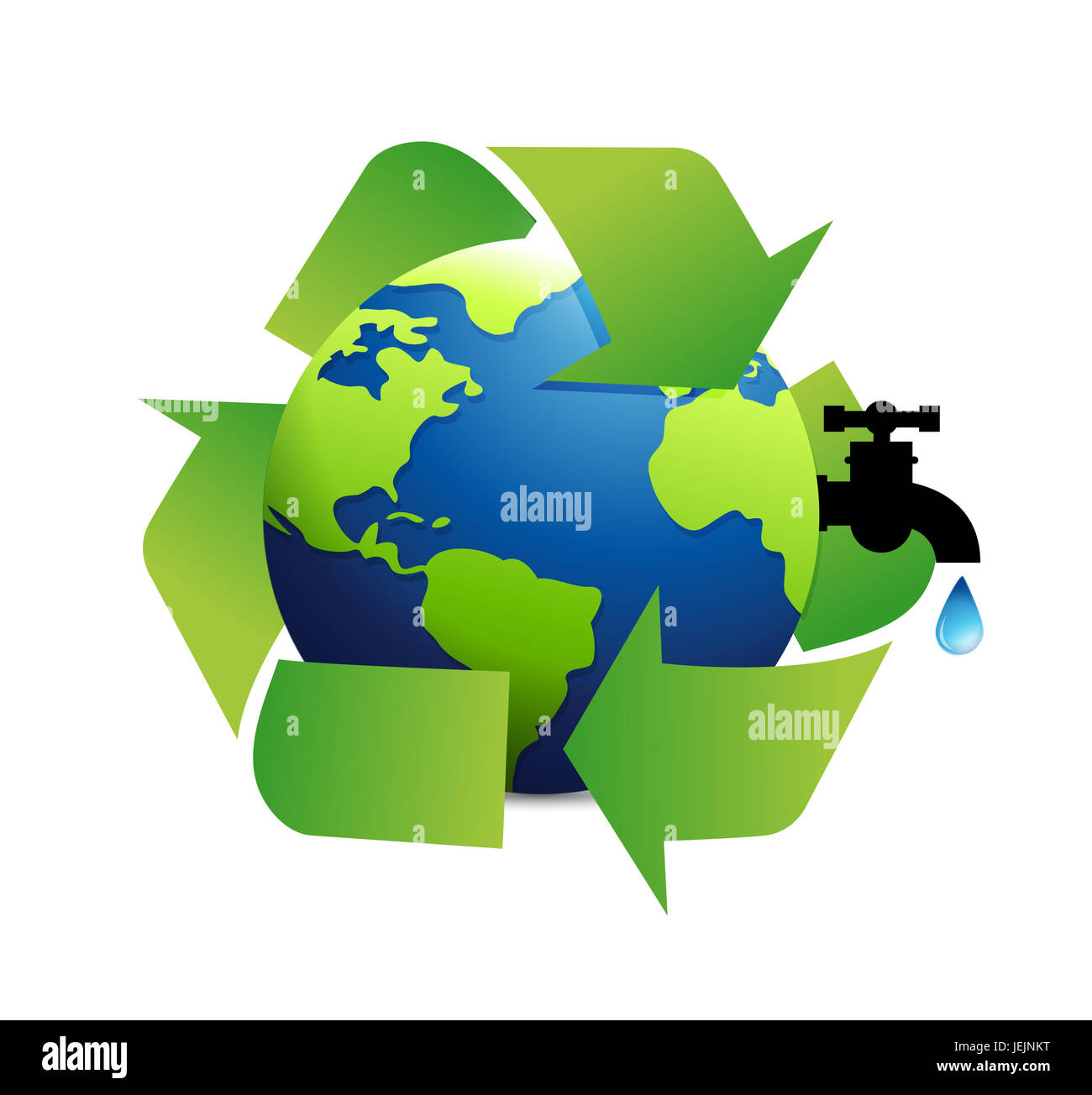 recycle water. globe concept illustration design over a white ...