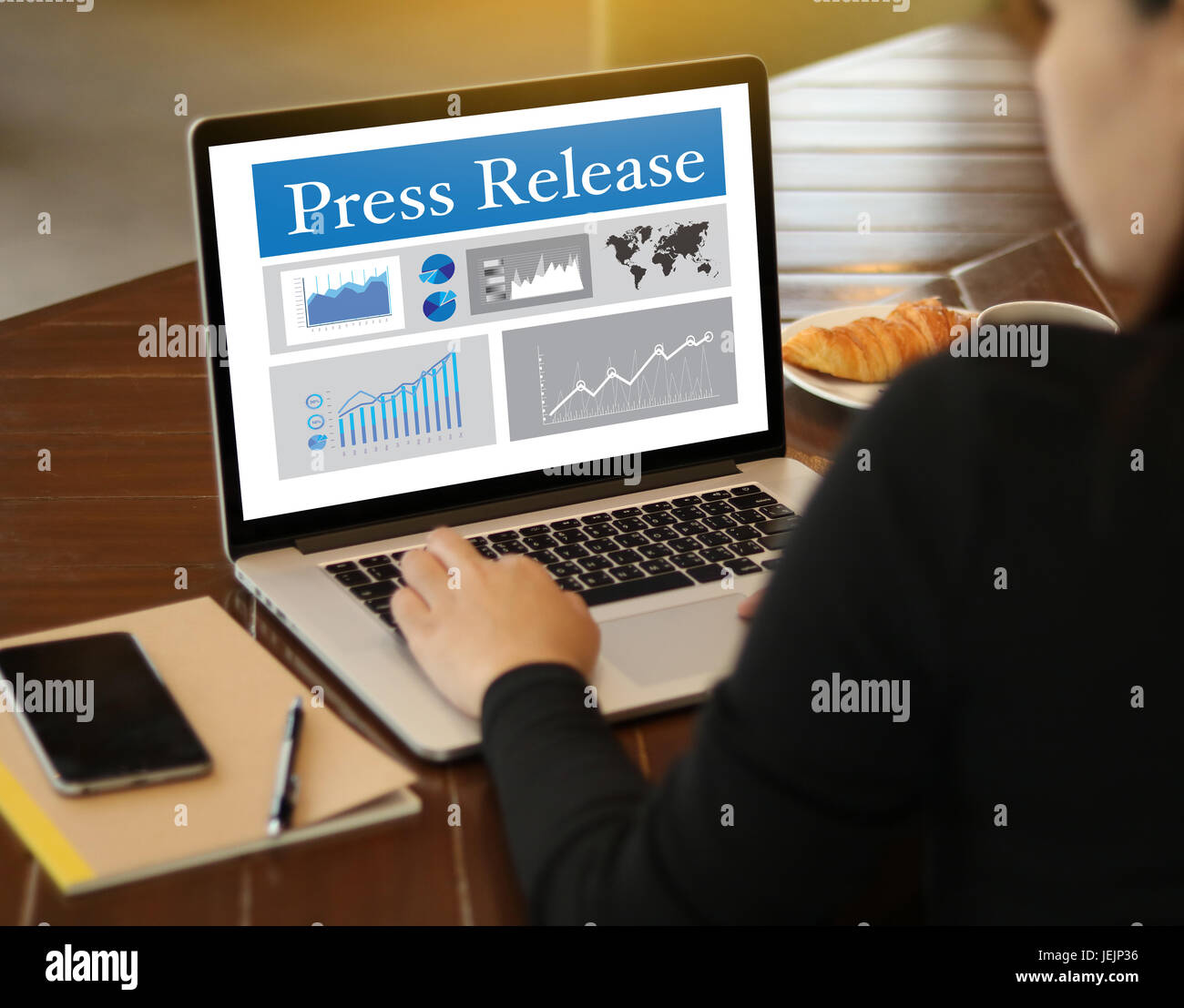 Press Release concept, Thoughtful male person looking computer Stock ...