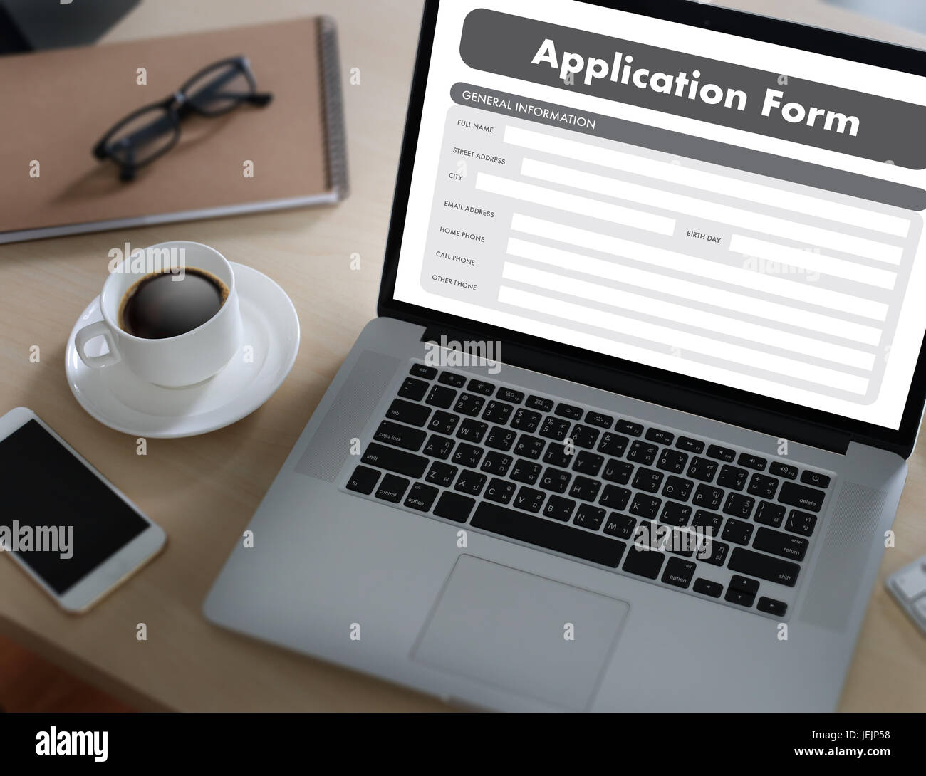business man working on laptop computer use Online Web Job Application ...