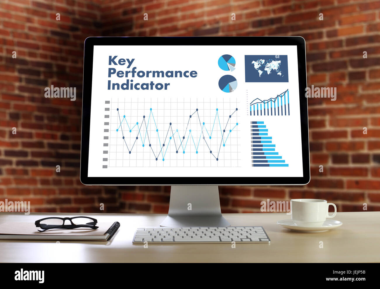 KPI acronym (Key Performance Indicator) Business team hands at work ...