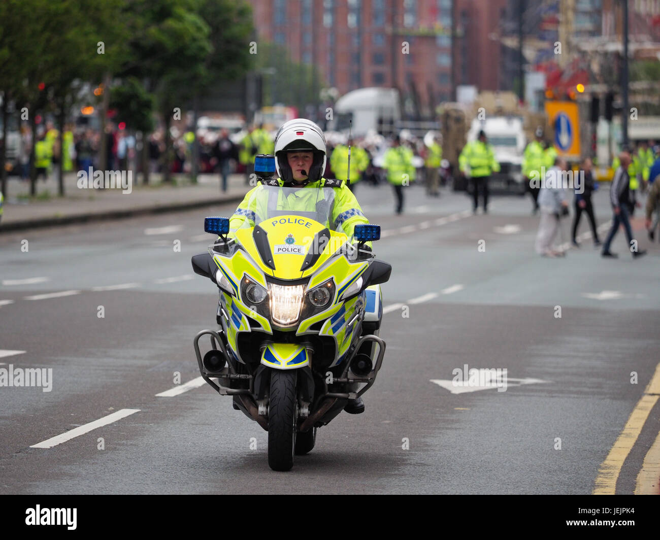 A Policeman on a Motorbike. Liverpool Stock Photo - Alamy