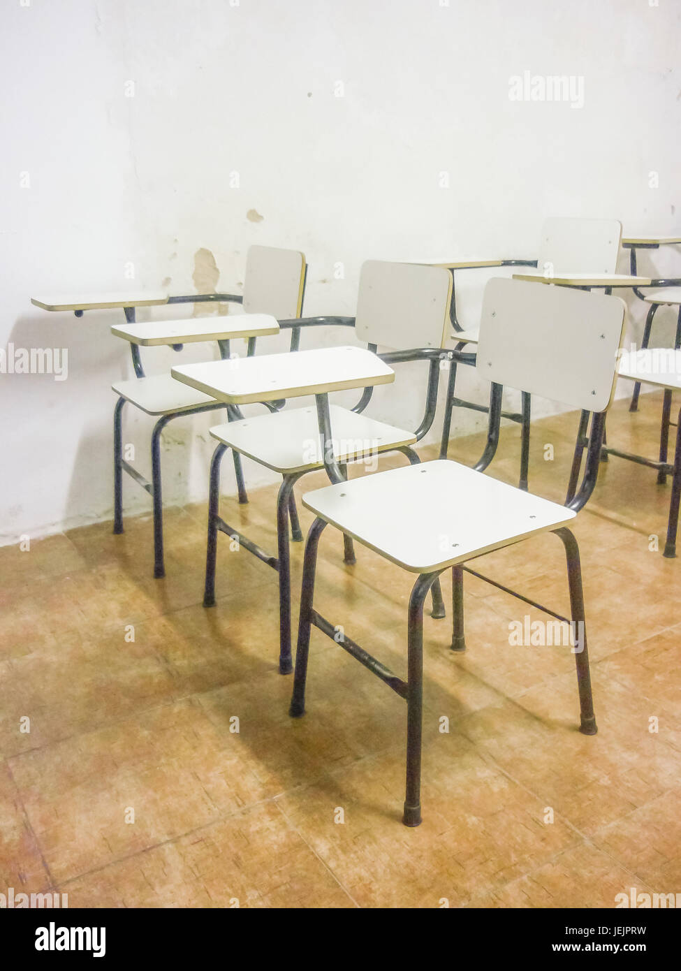 Classroom Empty White Chairs Stock Photo - Alamy