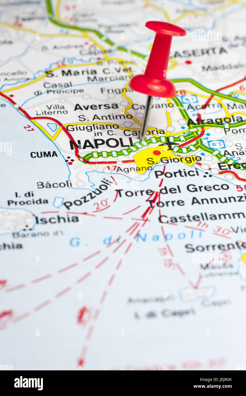 Naples City On A Road Map Stock Photo - Alamy