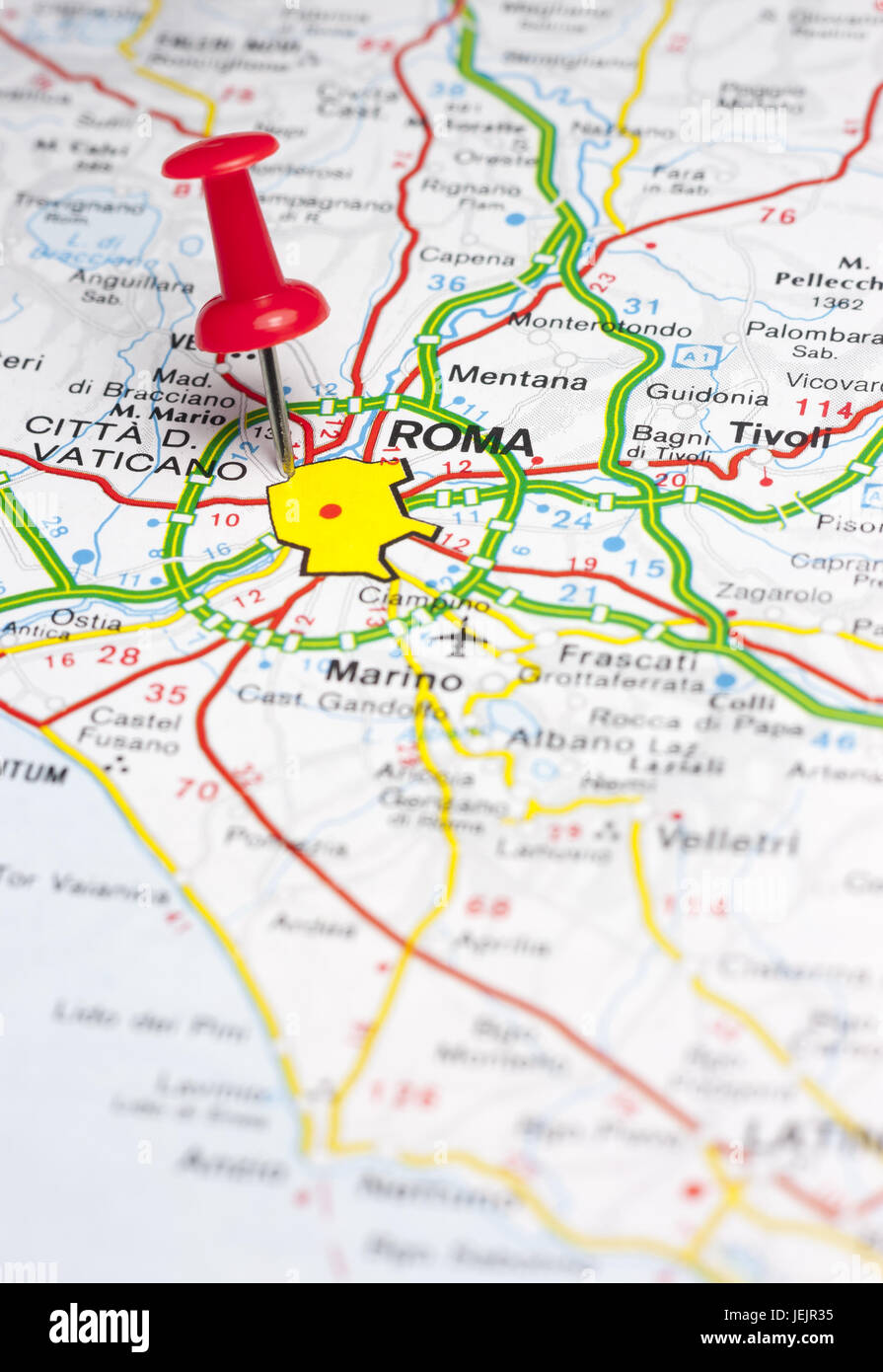 Rome pinned on a map of europe Stock Photo - Alamy