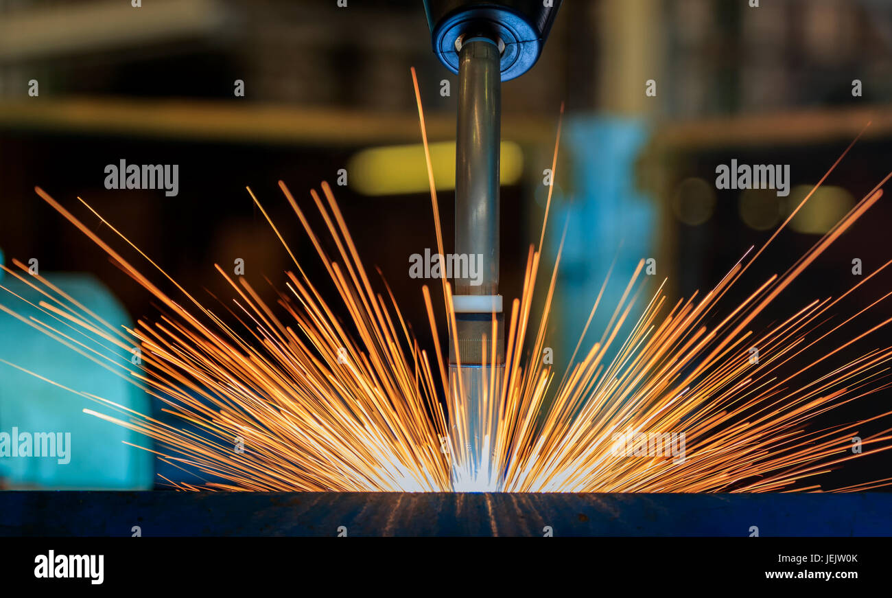 Close up torch body of robot welding Stock Photo - Alamy