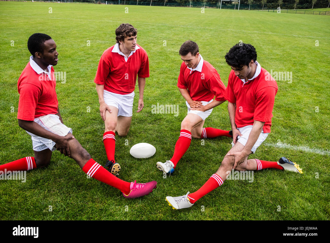 Rugby players warming up before match Stock Photo - Alamy