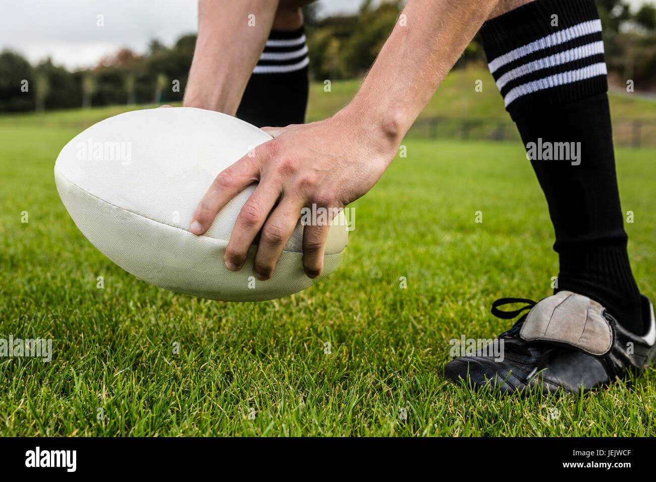 Rugby Player Placing Ball Kick High Resolution Stock Photography and ...