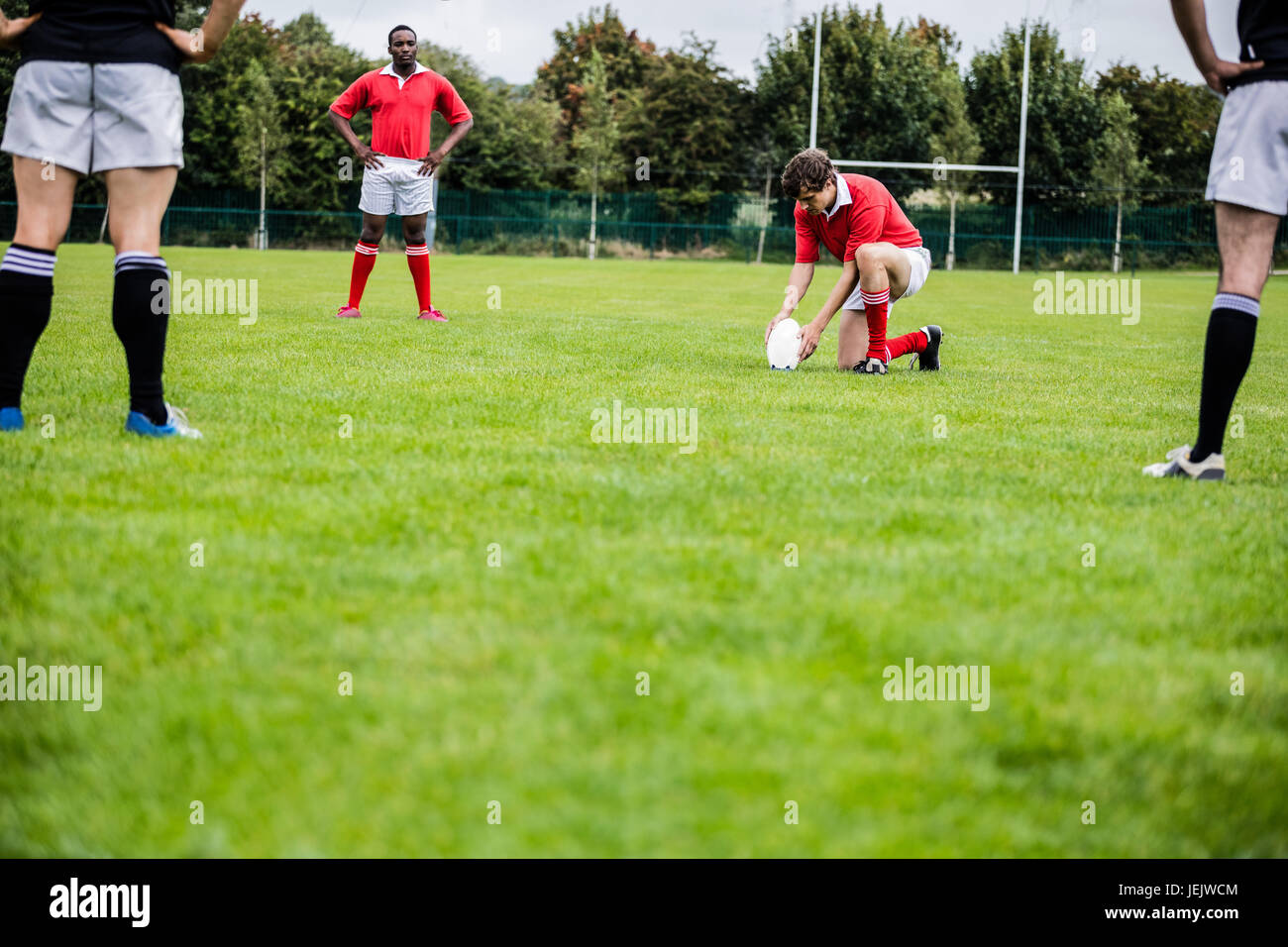 Rugby players playing a match Stock Photo - Alamy