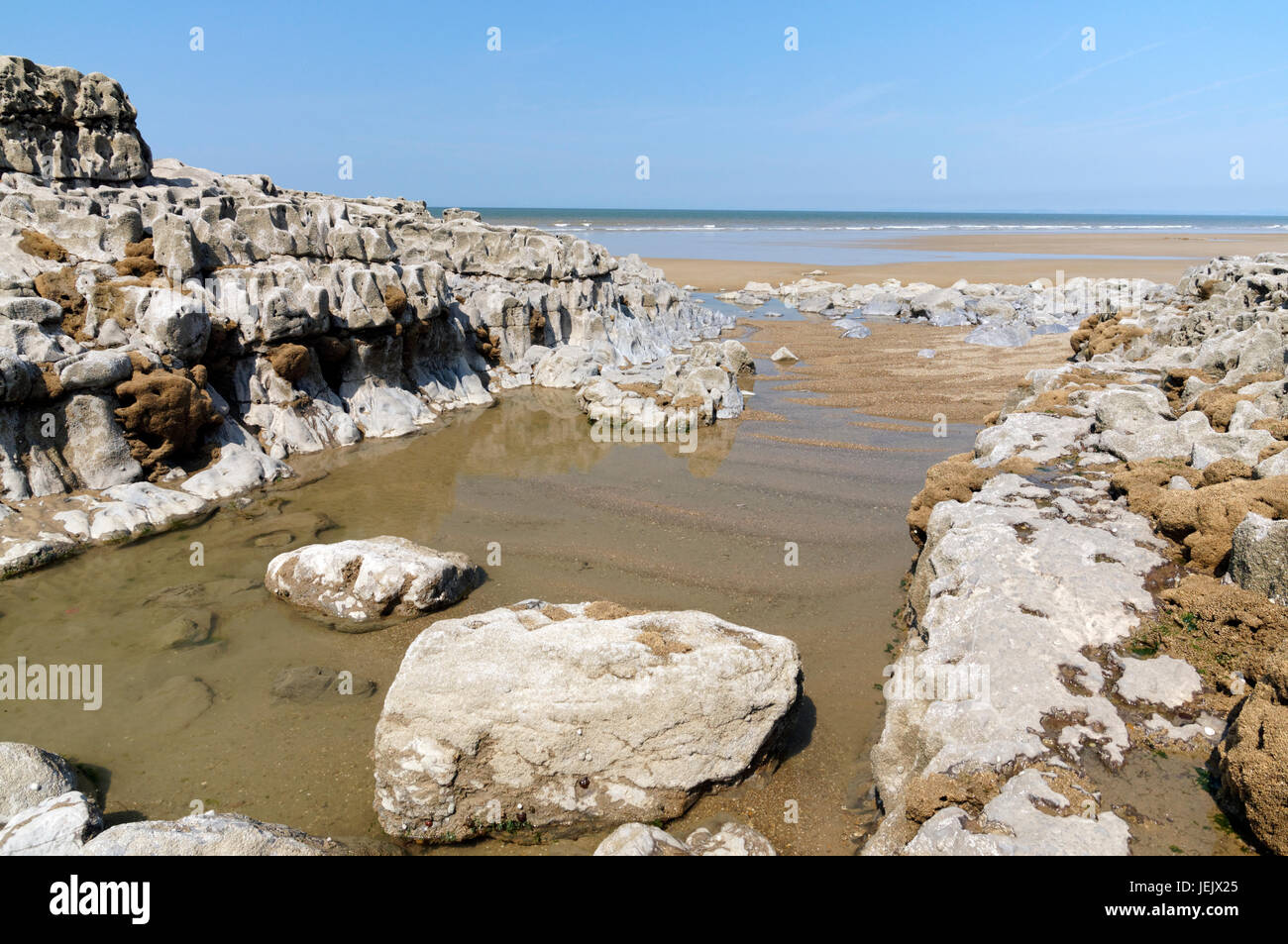 Rock pools, Rest Bay, Porthcawl. South Wales, UK Stock Photo - Alamy