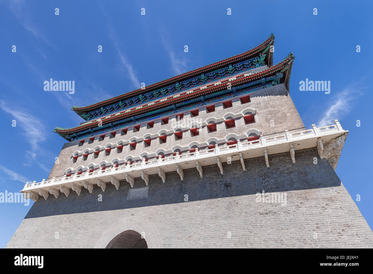 Ancient brick fortress against blue sky, Beijing, China Stock Photo - Alamy