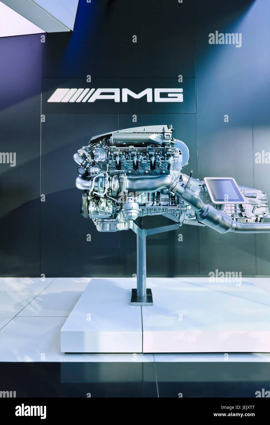 BEIJING, DEC. 29. AMG V8 6.3 engine displayed. AMG is the performance ...