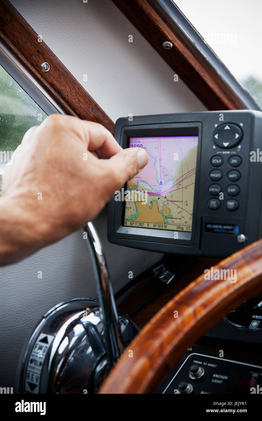Man using sat nav Stock Photo - Alamy