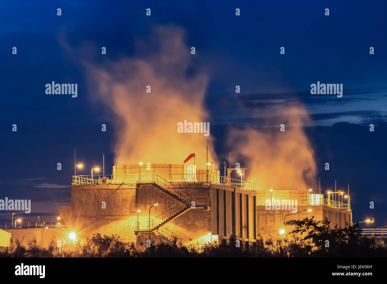Steam cooling tower of gas turbine electric power plant Stock Photo - Alamy