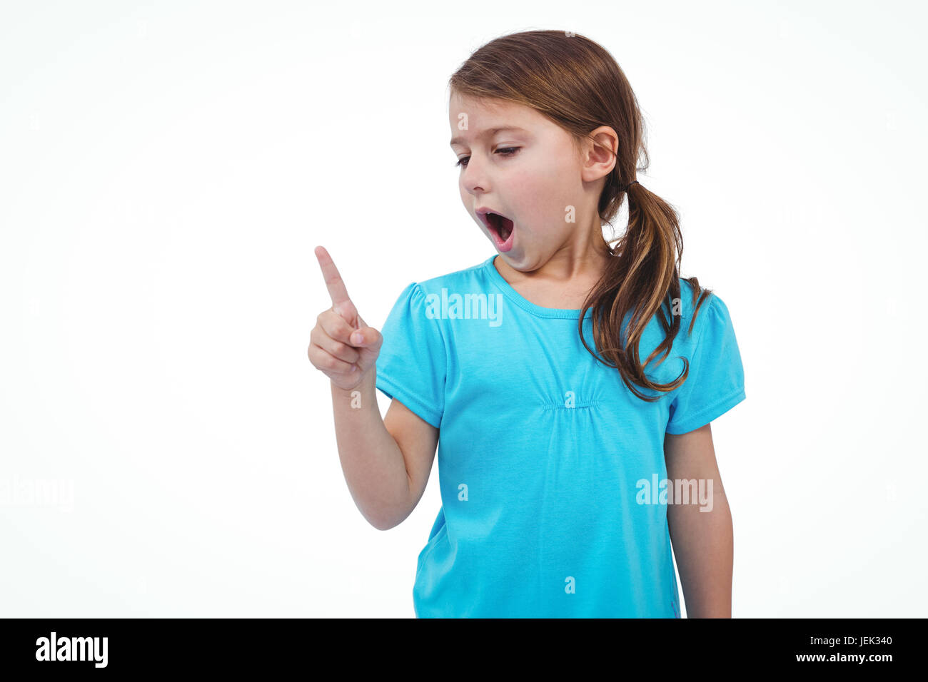Cute girl shaking finger saying no Stock Photo - Alamy