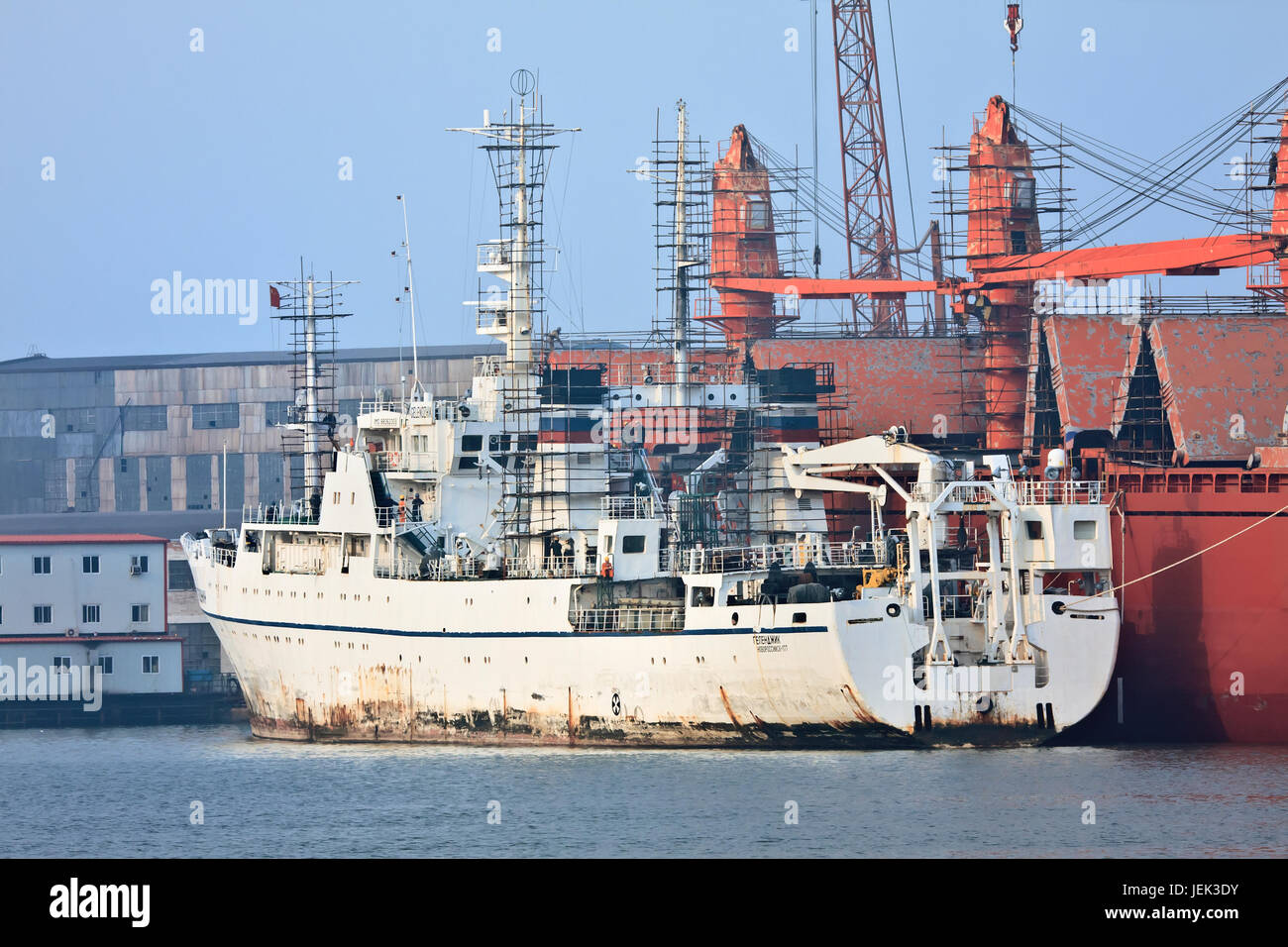 Ship maintenance in Port of Tianjin. Tianjin is the largest port in ...