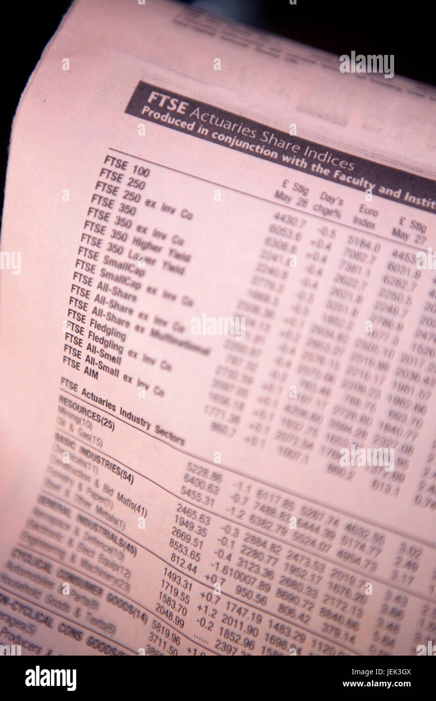 Financial page in newspaper Stock Photo - Alamy