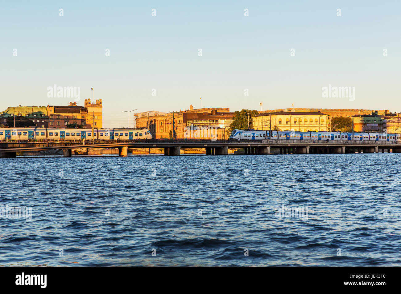 Train bridge at water Stock Photo - Alamy