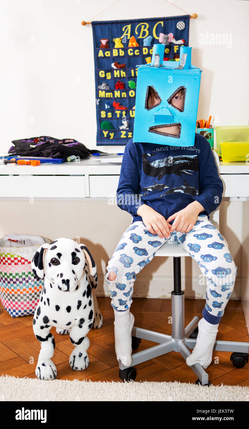 Boy wearing mask Stock Photo - Alamy