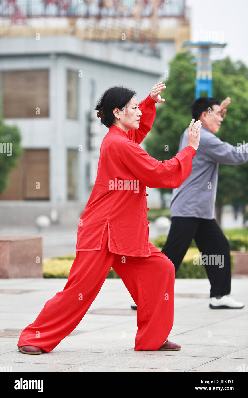 YANGZHOU-CHINA-SEPT. 25, 2010. Chinese practice Tai Chi on Sept. 25 ...