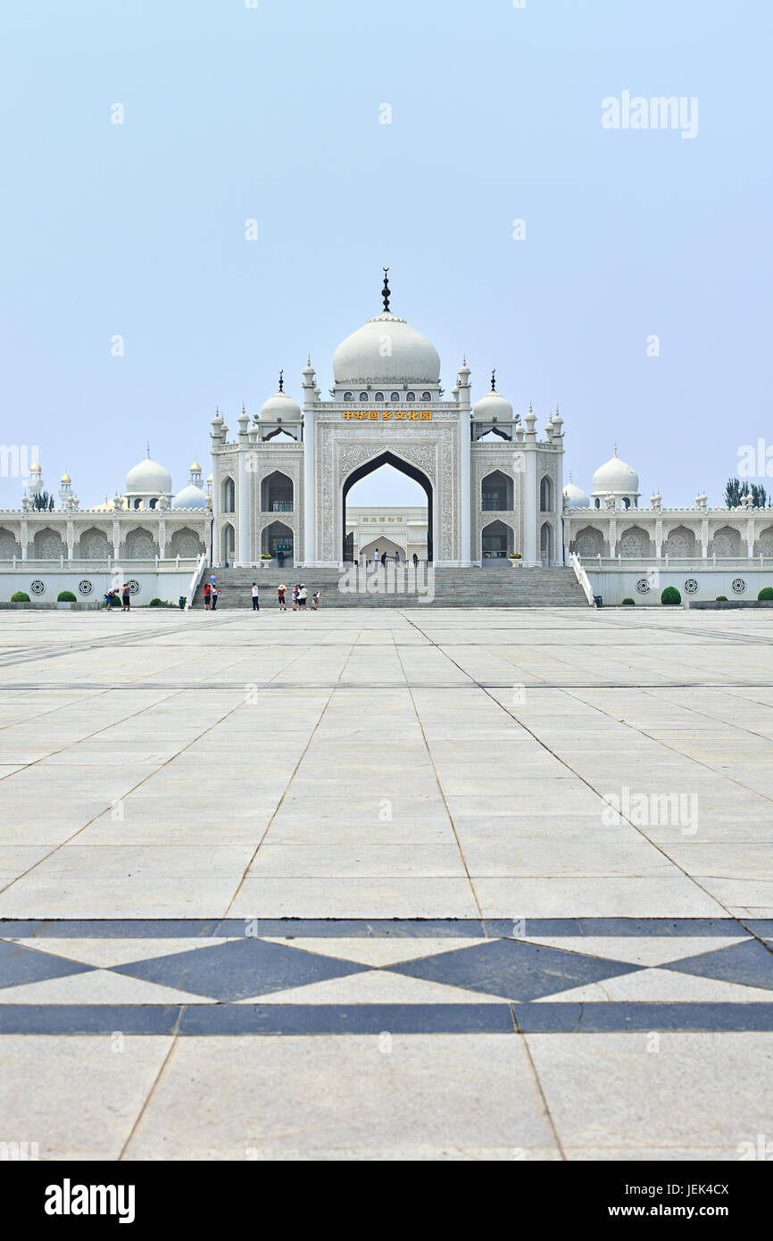 The impressive white mosque at the Hui Cultural center in Yinchuan ...
