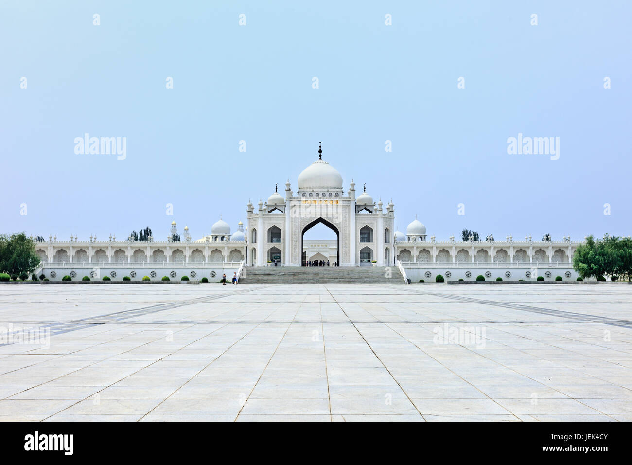 The vast square with the white mosque at the Hui Cultural center in ...