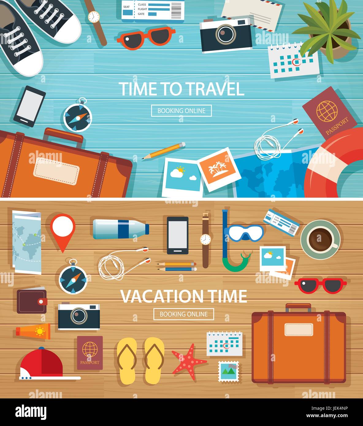 Travel accessories Stock Vector Images - Alamy