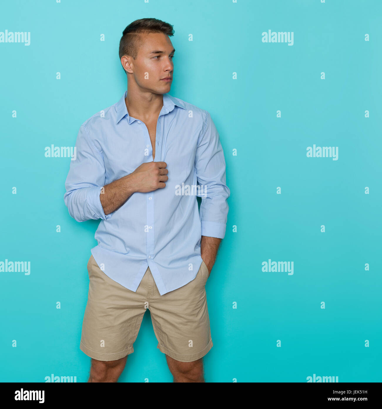 Unbuttoned Blue Shirt High Resolution Stock Photography and Images - Alamy