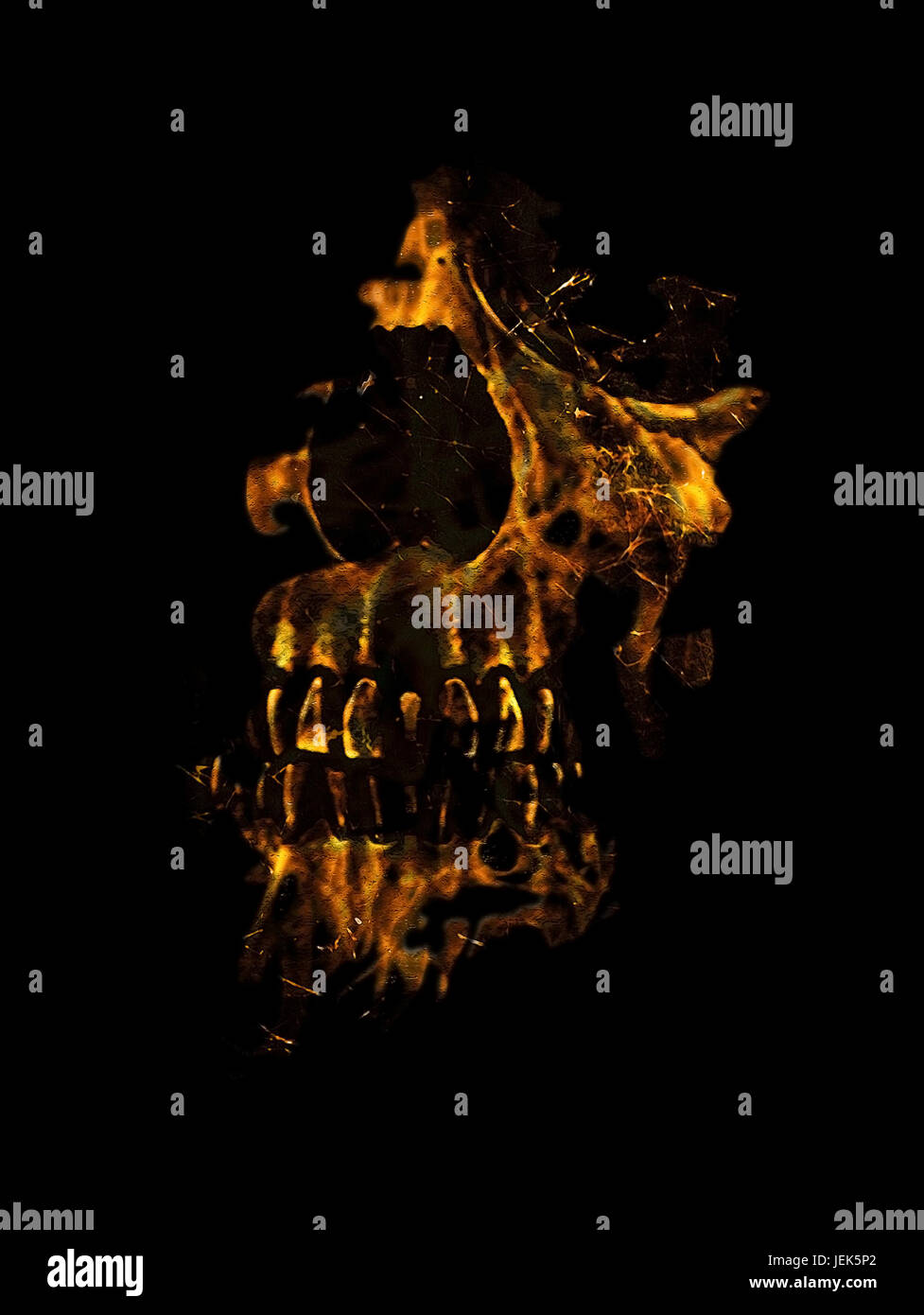 Skull Burning Digital Collage Illustration Stock Photo - Alamy