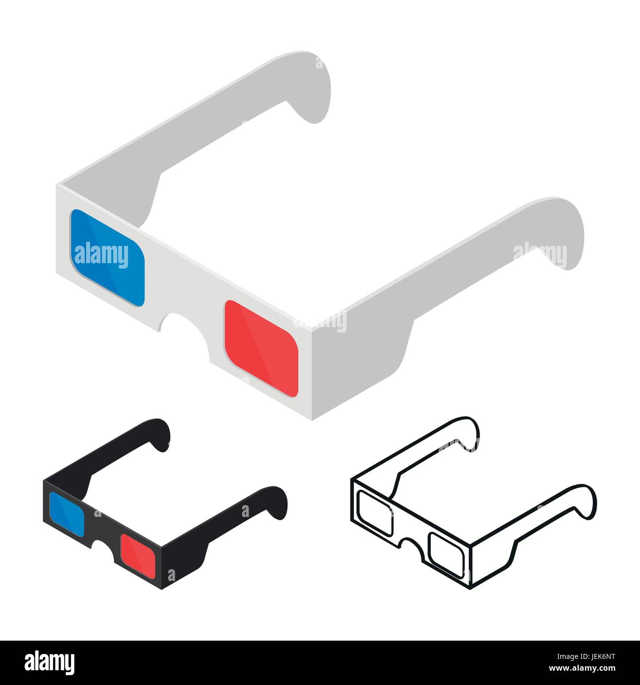 3D glasses of flat style Isometric vector illustration, black and white ...