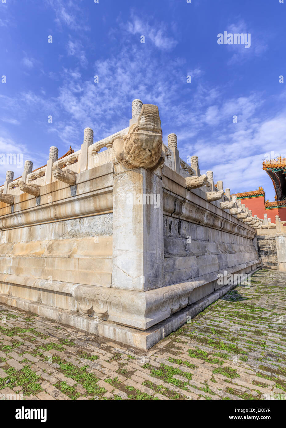 Ornate balustrade at an ancient Chinese building, Beijing, China Stock ...